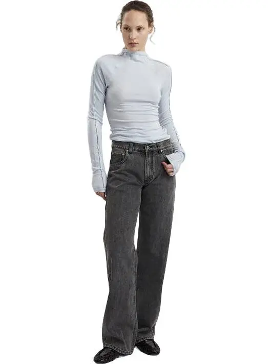 MOTHER OF ALL Pepper Turtleneck Long Sleeve Top - Light Blue