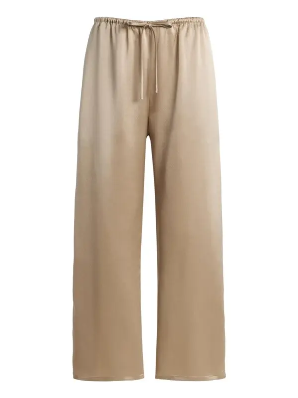 LESET Barb Satin Cropped Drawstring Pants - Bronze