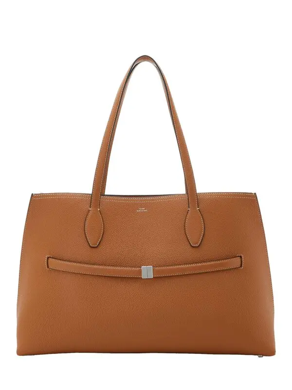 TOTEME Grained-leather Lounge Tote - Brown