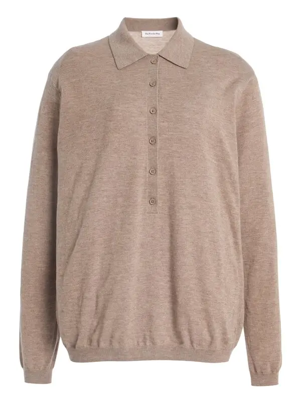 THE FRANKIE SHOP Tala Knit Polo Shirt - Taupe