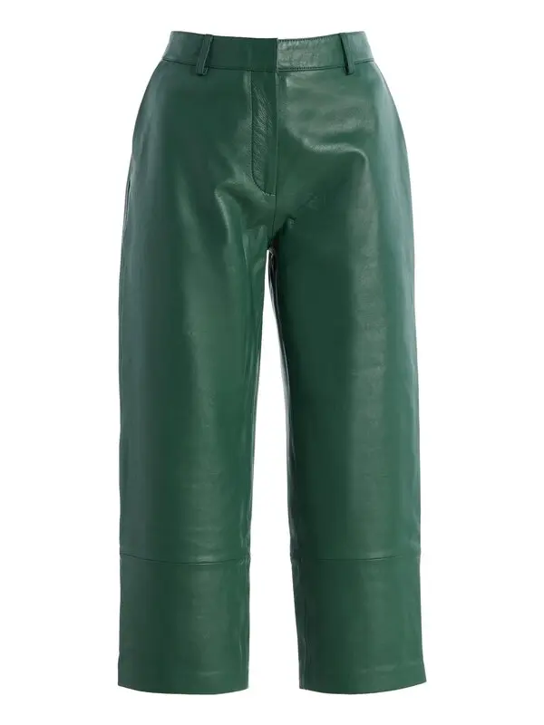 THE FRANKIE SHOP Lior Leather Capri Pants - Green