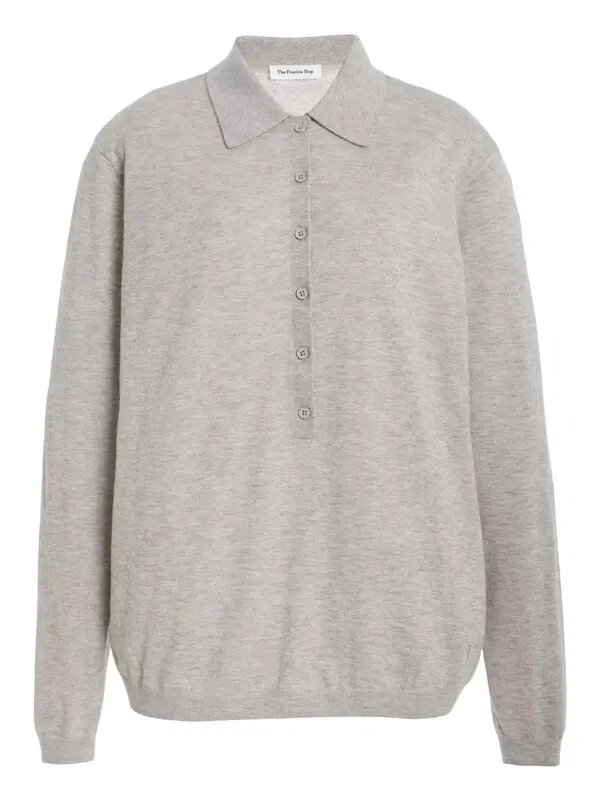 THE FRANKIE SHOP Tala Knit Wool-blend Polo Shirt - Grey
