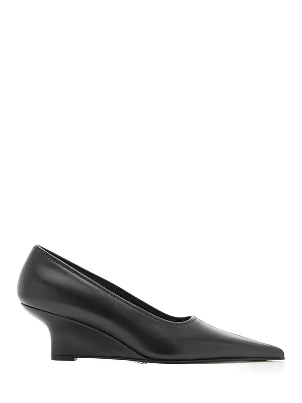 TOTEME Sharp Leather Wedge Pumps - Black