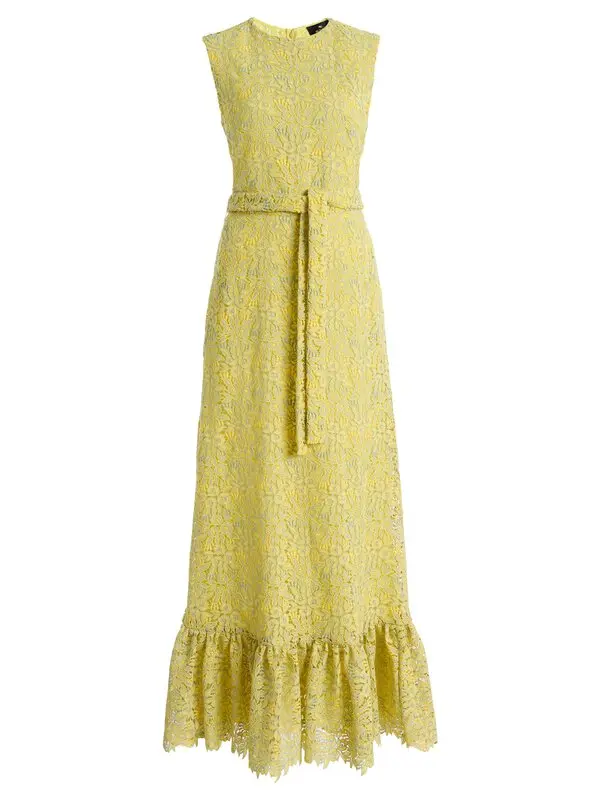 Etro Belted Macramé Lace Maxi Dress - Yellow