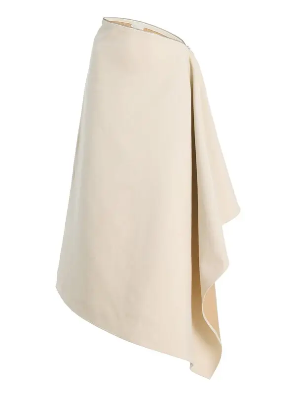 Bevza Cotton Canvas Maxi Wrap Skirt - White
