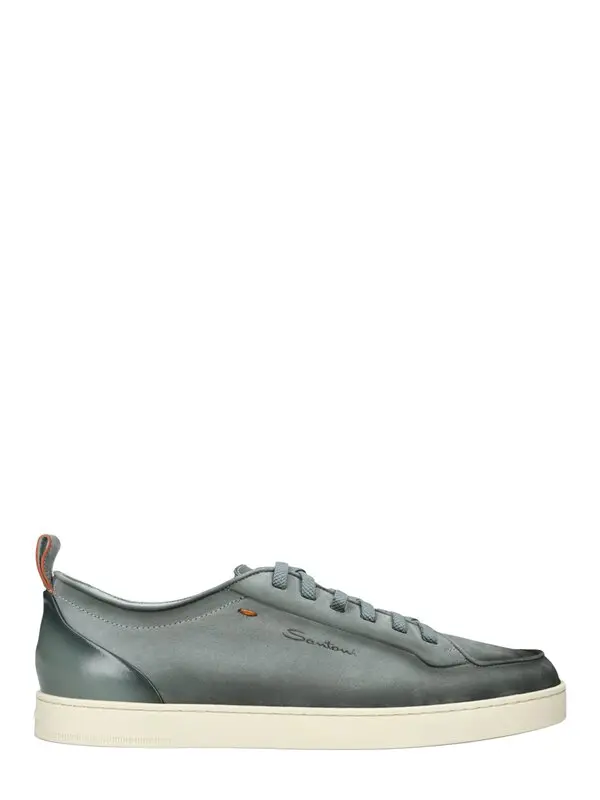 Santoni Leather Montecarlo Sneakers - Blue