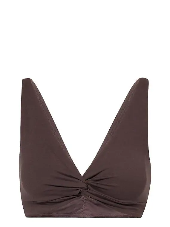 Free People Never Better Reversible Twist Crop Sports Bra - Chocolate