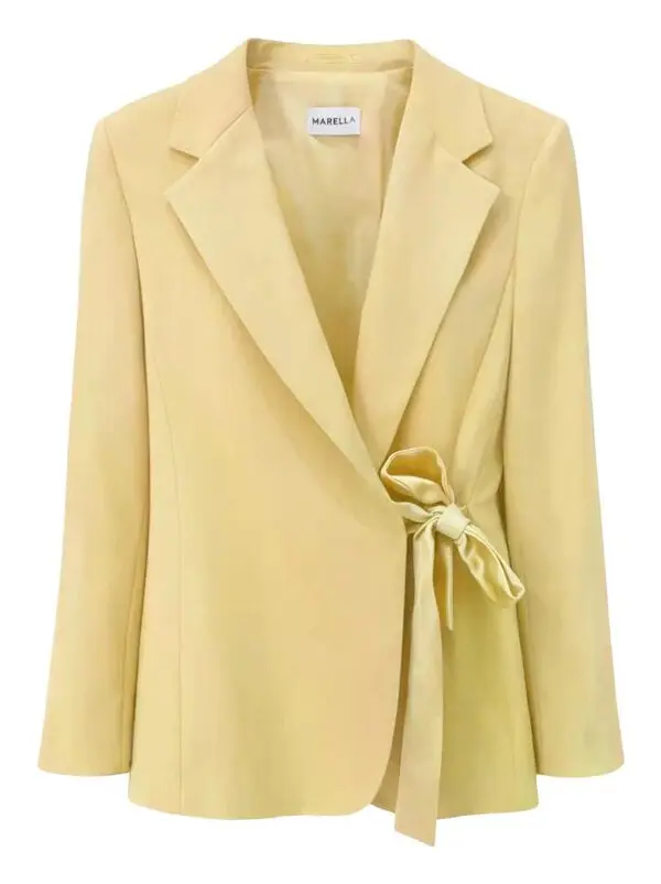 Marella Satin Tie Blazer - Yellow