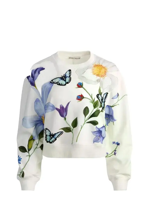 Alice + Olivia Butterfly Print Sweatshirt - White