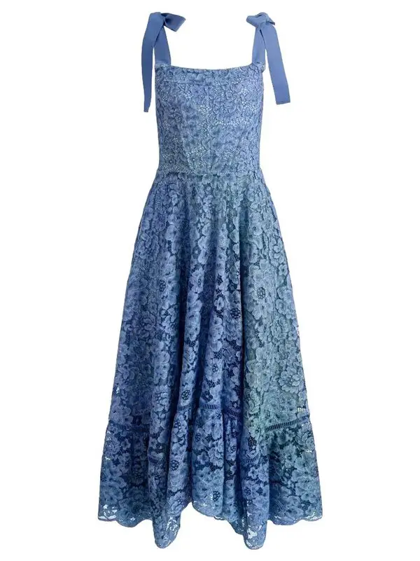 Alice + Olivia Rosalee Lace Midi Dress - Blue