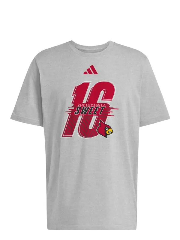 Adidas Louisville Cardinals 2026 Ncaa Basketball Sweet 16 T-shirt - Medium Grey Heather / Multi
