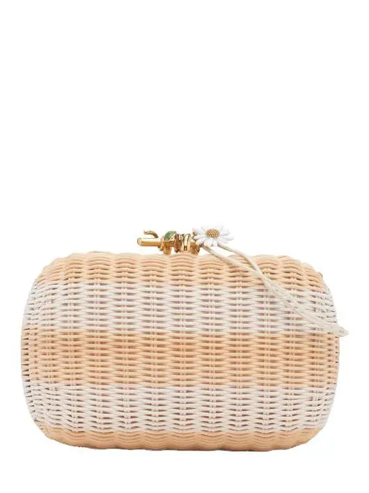 Bottega Veneta Knot Stripe Wicker Clutch - 8578 Str. Nat/daisy Fl-mb