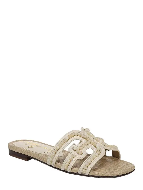 Sam Edelman Bay Tide Raffia Slide Sandal - Light Almond/modern Ivory
