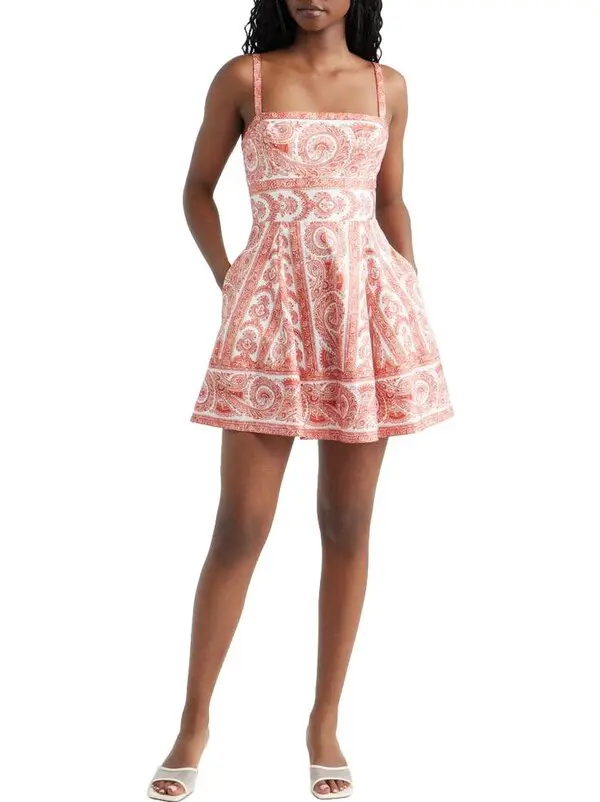 Hill House Home Paisley Fit & Flare Minidress - Corsica Paisley Coral