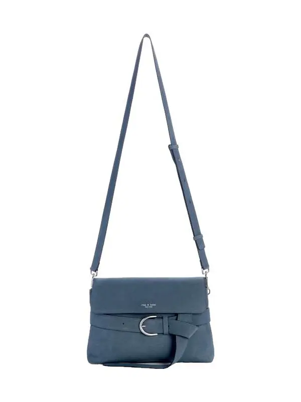 Rag & Bone Lexington Flap Suede Crossbody Bag - Denim Blue