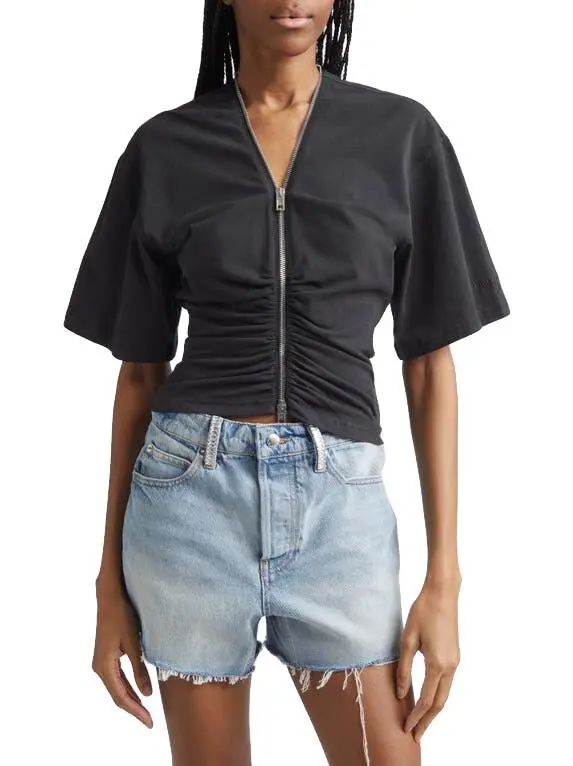 Alexander Wang Ruched Knit Zip Top - Black