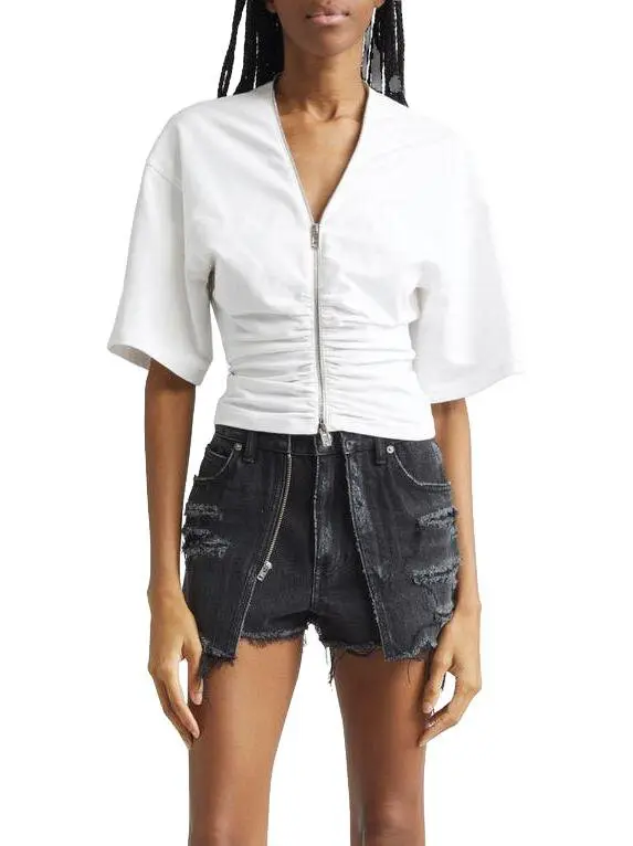 Alexander Wang Ruched Knit Zip Top - White