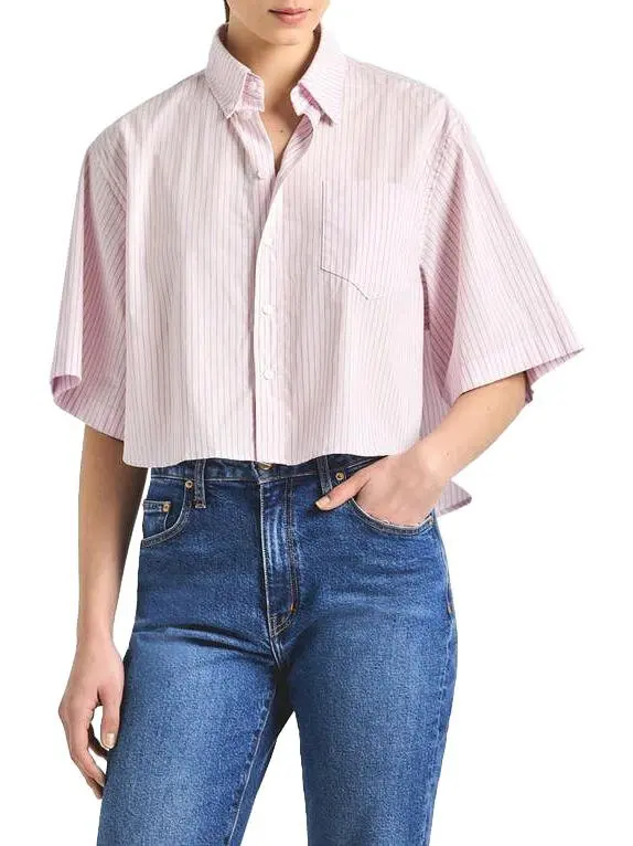 Derek Lam 10 Crosby Ember Cropped Button-up Shirt - Pink Stripe