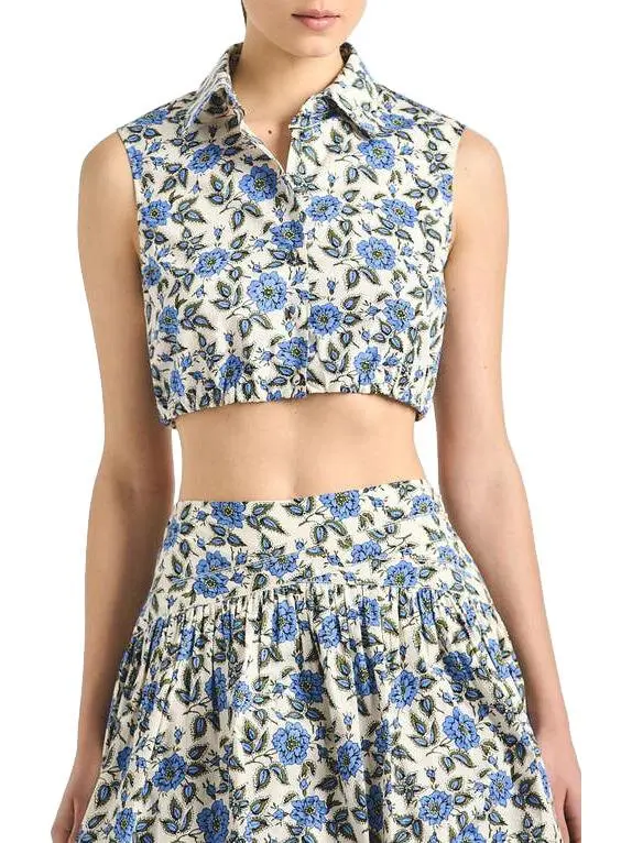 Derek Lam 10 Crosby Printed Cropped Shirt - Blue Bell Floral
