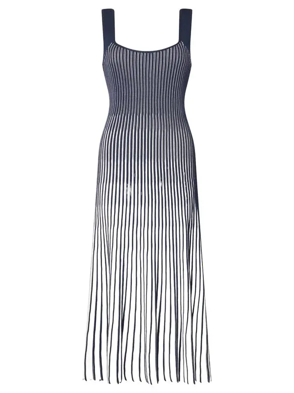 MILLY Jolie Textured Maxi Dress - Navy/white