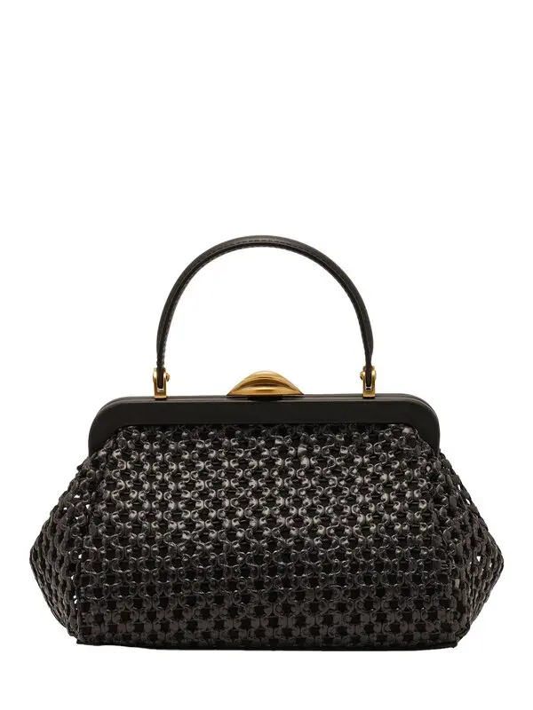 Cult Gaia Zuma Woven Frame Top Handle Bag - Black