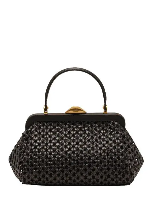 Cult Gaia Zuma Woven Frame Top Handle Bag - Black