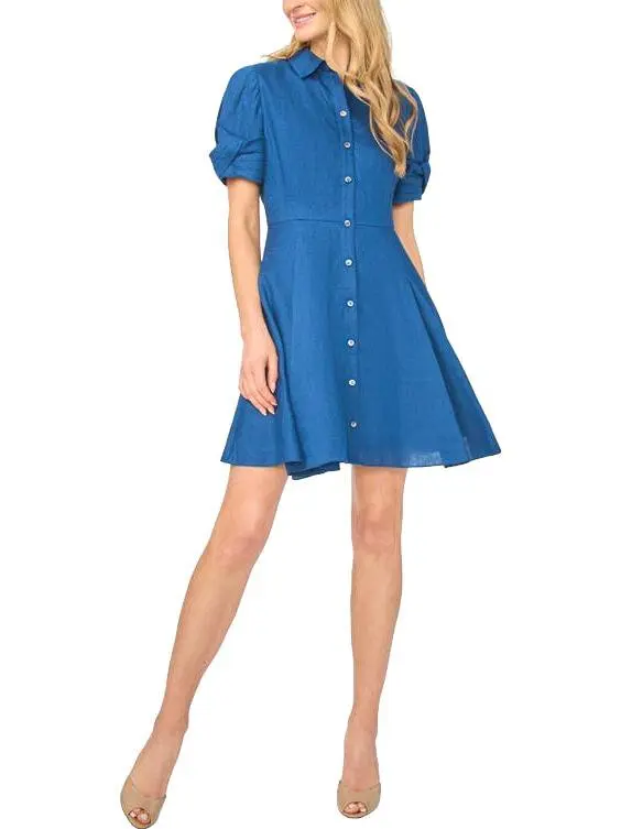 Ted Baker London Stina Twisted Short Sleeve Linen Shirt Dress - Estate Blue