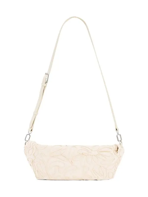 Desigual Raffia & Canvas Shoulder Bag - White