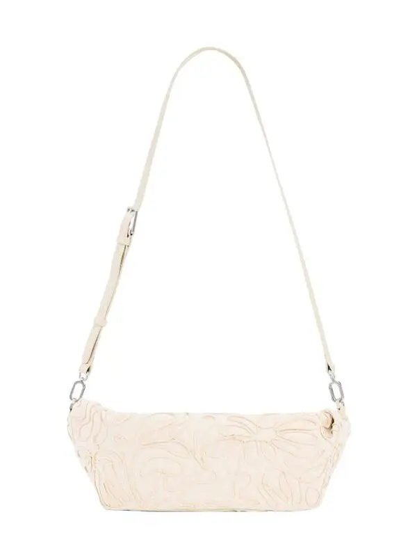 Desigual Raffia & Canvas Shoulder Bag - White