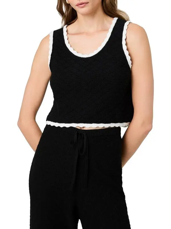 French Connection Teddy Diamond Knit Tank - Black-summer White