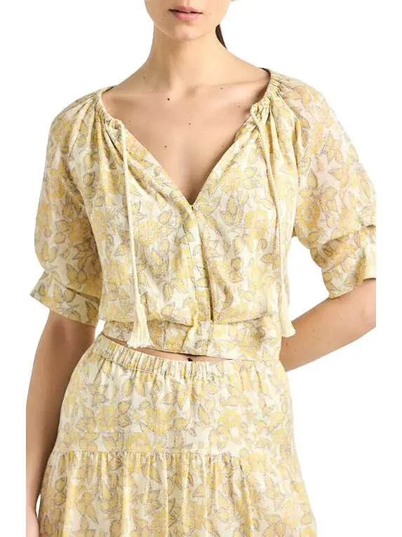Derek Lam 10 Crosby Suri Voile Top - Valiase Yellow Floral