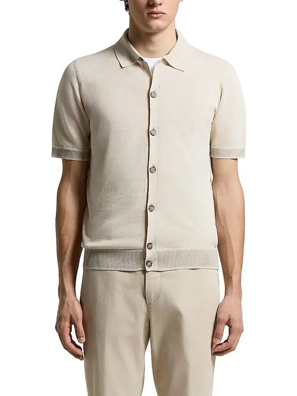 Peserico Regular Fit Button Front Sweater Shirt - Shell Beige
