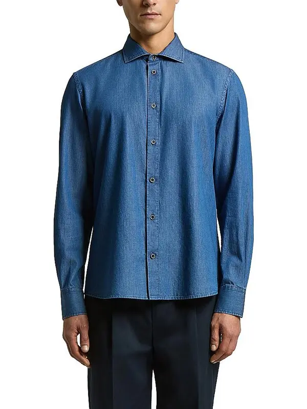 Peserico Regular Fit Chambray Dress Shirt - Ink