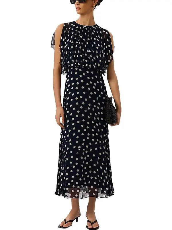 Whistles Polka Dot Print Midi Dress - Navy/multi