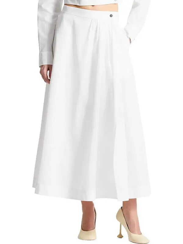 SAINT ART Flora Poplin Maxi Wrap Skirt - White