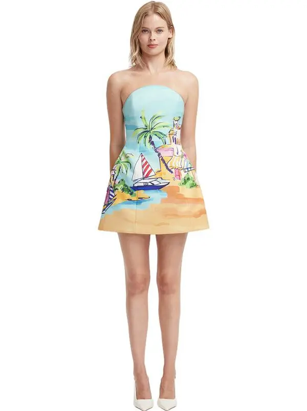 LEO LIN Zaria Bustier Mini Dress - Voyage Print