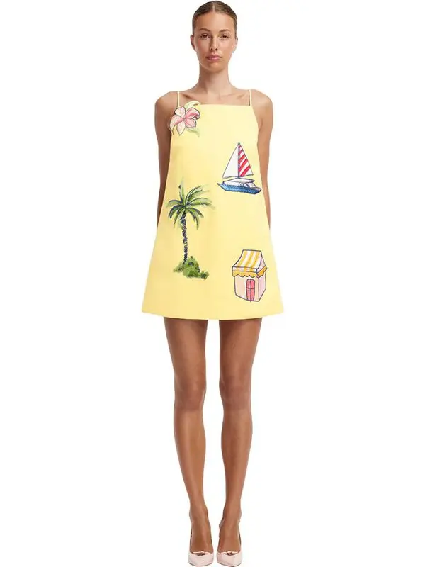 LEO LIN Leia Embroidered Mini Dress - Havana Print