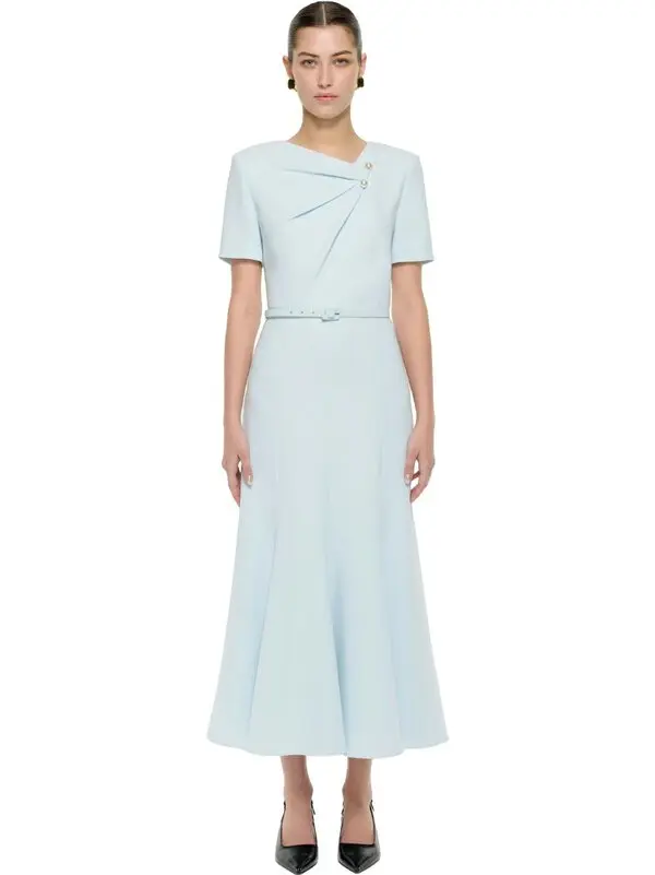 Roland Mouret Tri-fold Belted Midi Dress - Blue