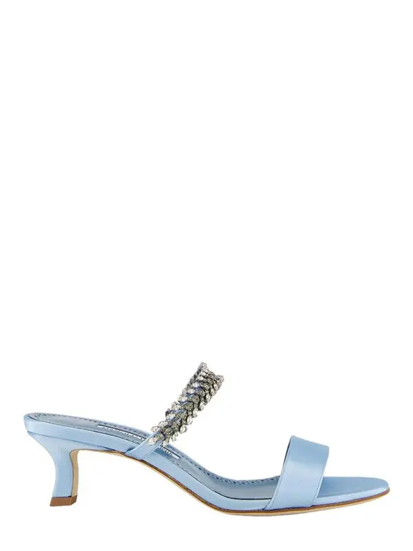 Manolo Blahnik Kifasan Light Satin Mid-heel Mules - Blue