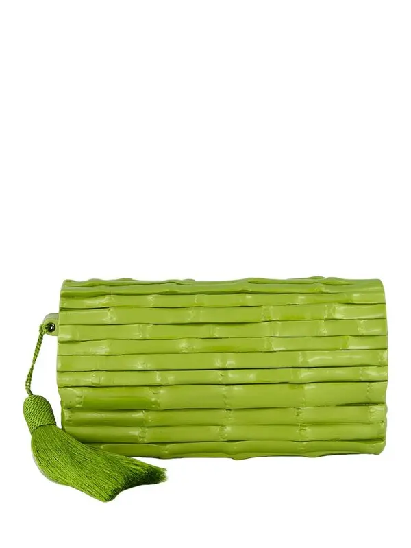 Glorinha Paranagua Gaya Lacquered Bamboo Clutch - Green