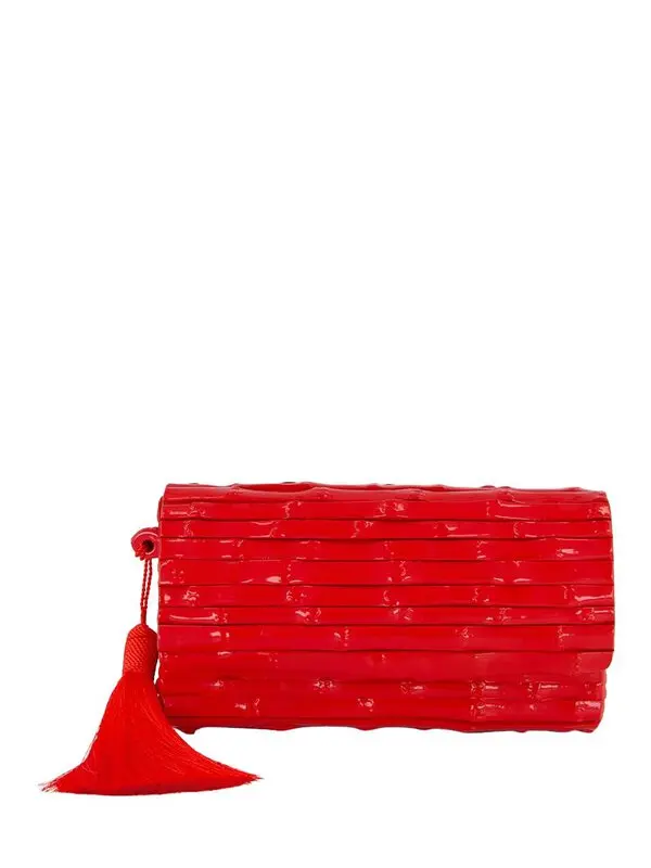 Glorinha Paranagua Gaya Lacquered Bamboo Clutch - Green