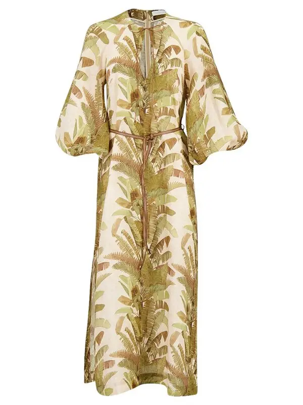 Zimmermann Palm Ascension Linen Midi Dress - Multicolour