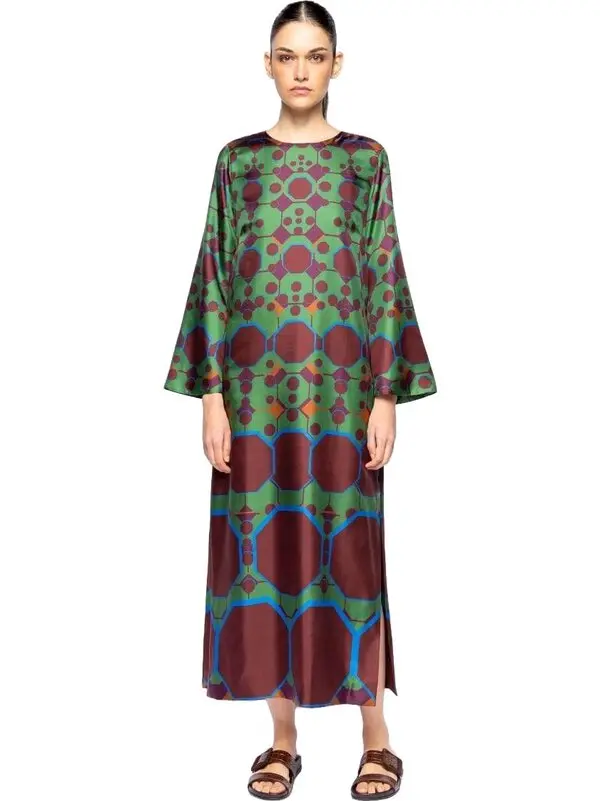 PAULA Shirley Octa Print Printed Silk Twill Maxi Dress - Multicolour