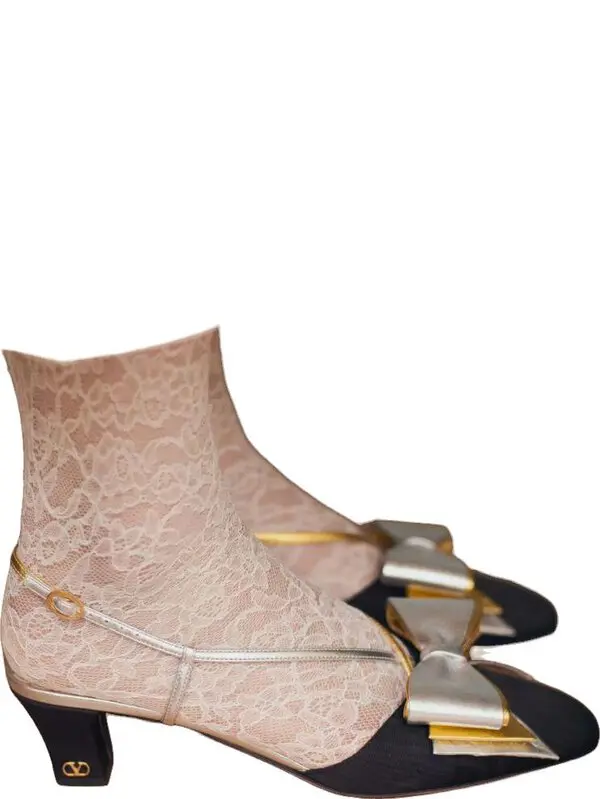 Valentino Garavani Bowow Slingback Pumps In Moiré Fabric - Black