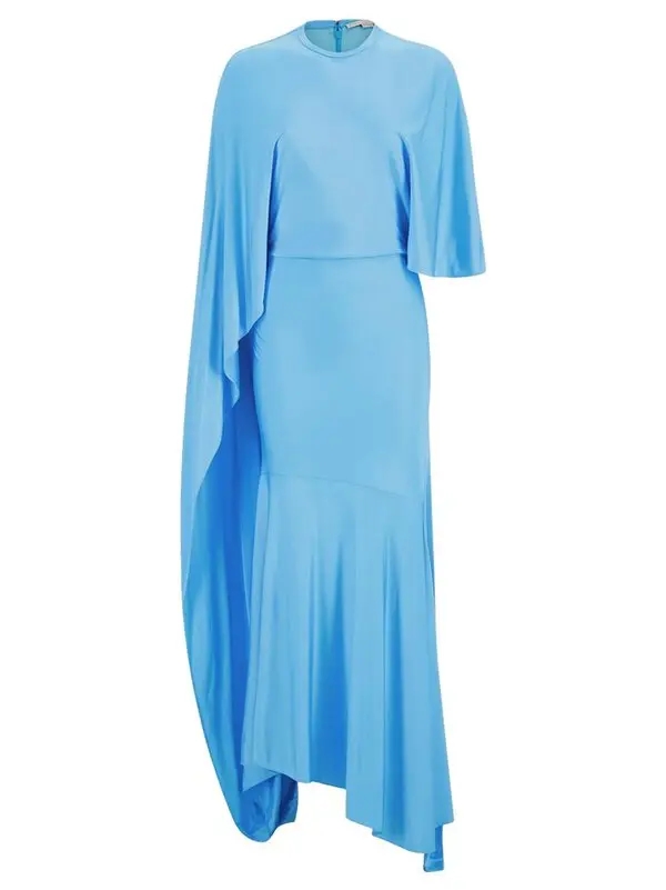 Stella McCartney Asymmetric Cape Maxi Dress - Blue