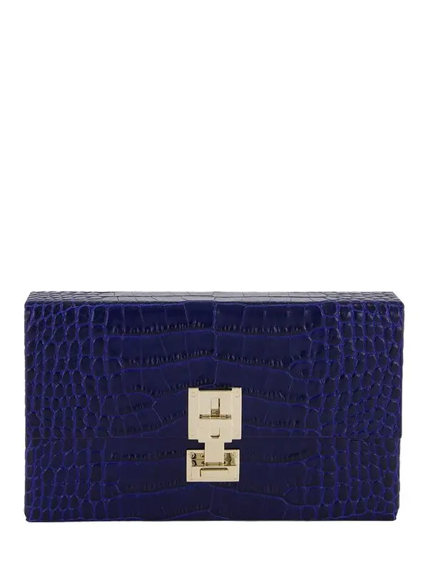 TOM FORD Crocodile-embossed Leather Clutch - Blue