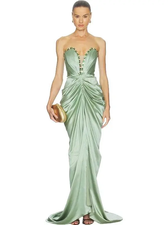 LA FUORI Crystal Gown - Silver Sage Crystal