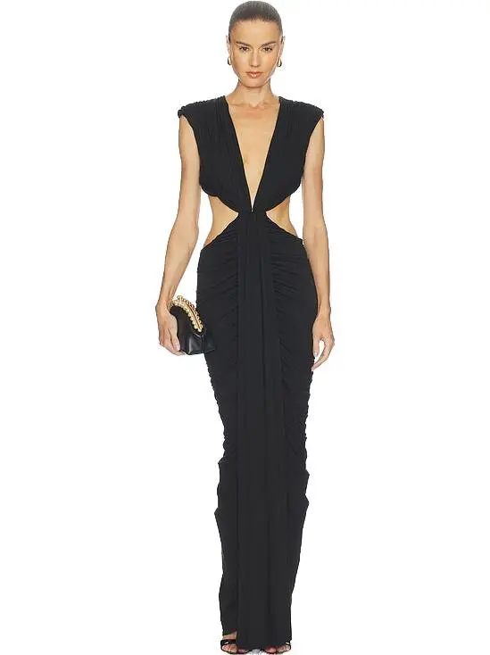 Misha Collection The Solacia Cupro Maxi Dress - Black