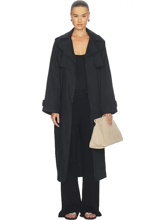 SKIMS Swiss Cotton Sateen Trench Coat - Onyx