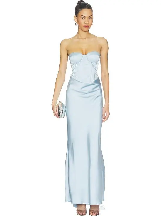 ROTATE BY BIRGER CHRISTENSEN Satin Corset Maxi Dress - Plein Air